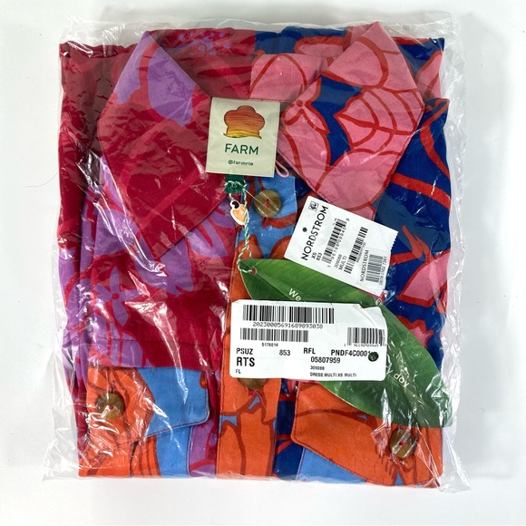 FARM Rio | Dresses | Nwt Farm Rio Floral Print Tie Waist Long Sleeve ...